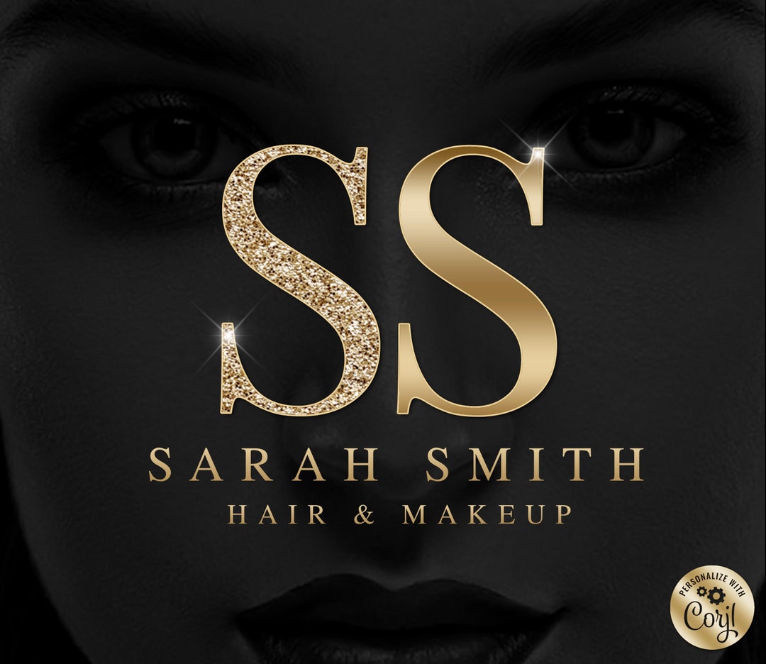 Gold Logo, Beauty Logo, Glitter Logo, Corjl Logo, Editable Logo, DIY ...