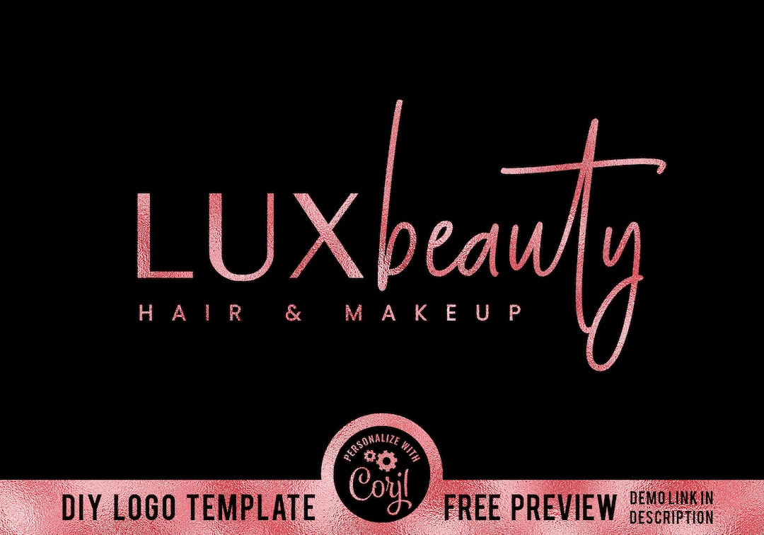 Pink Logo, Beauty Logo, Makeup Logo, Boutique Logo, Hair Logo, Rose ...