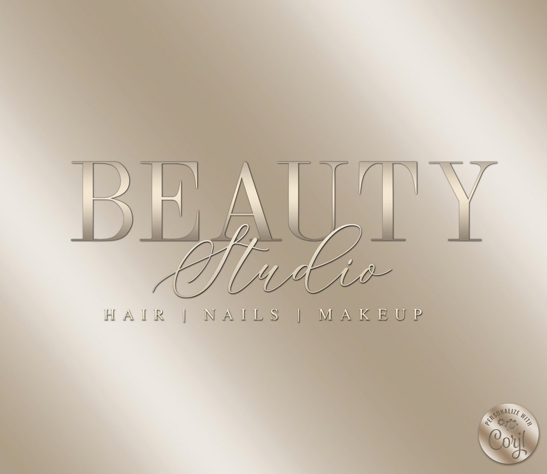 Gold Logo, Beauty Logo, Beige Logo, Corjl Logo, Editable Logo, DIY Logo ...