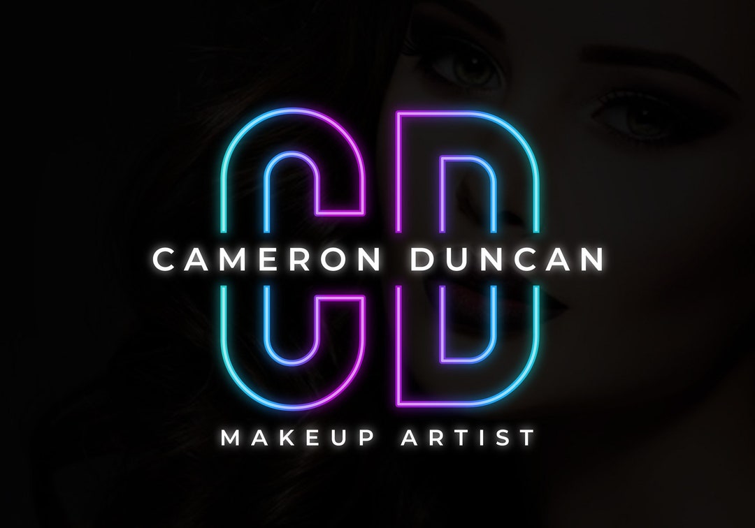 Beautiful Pink Purple Blue Neon Logo, Makeup Artist Logo, Premade Neon ...