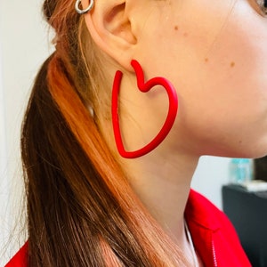 Heart Earrings, Big Heart Hoop Earrings, Gift for Girls, Gift for ...