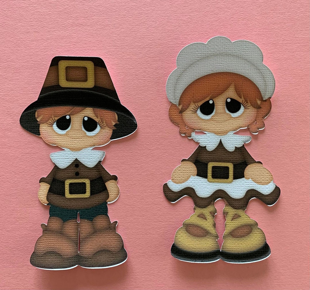 Pilgrim Thanksgiving Kids Boy Girl, Printed Die Cut, Premade Scrapbook ...