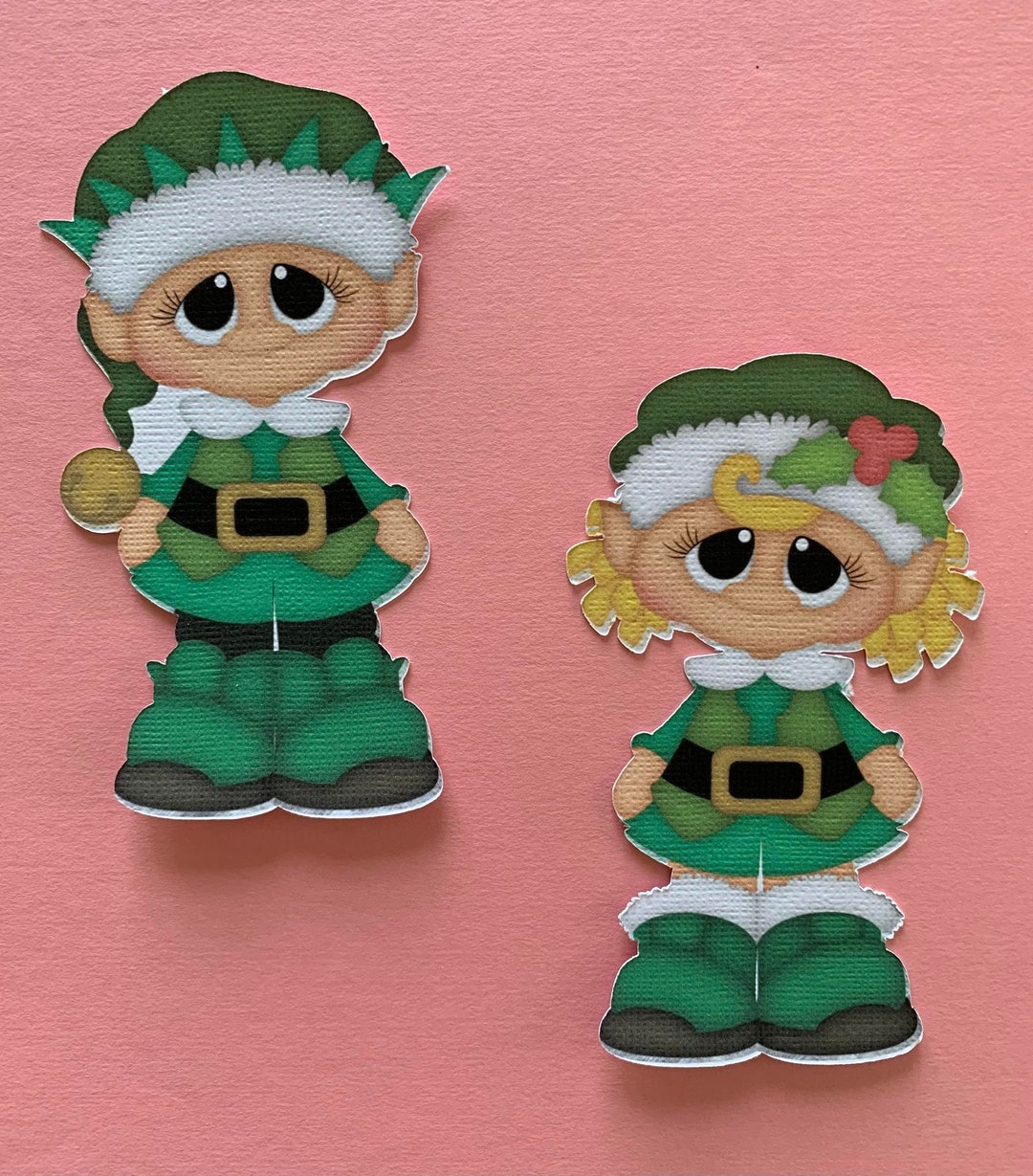 Boy Girl Elf Christmas, Printed Die Cut, Premade Scrapbook Title ...