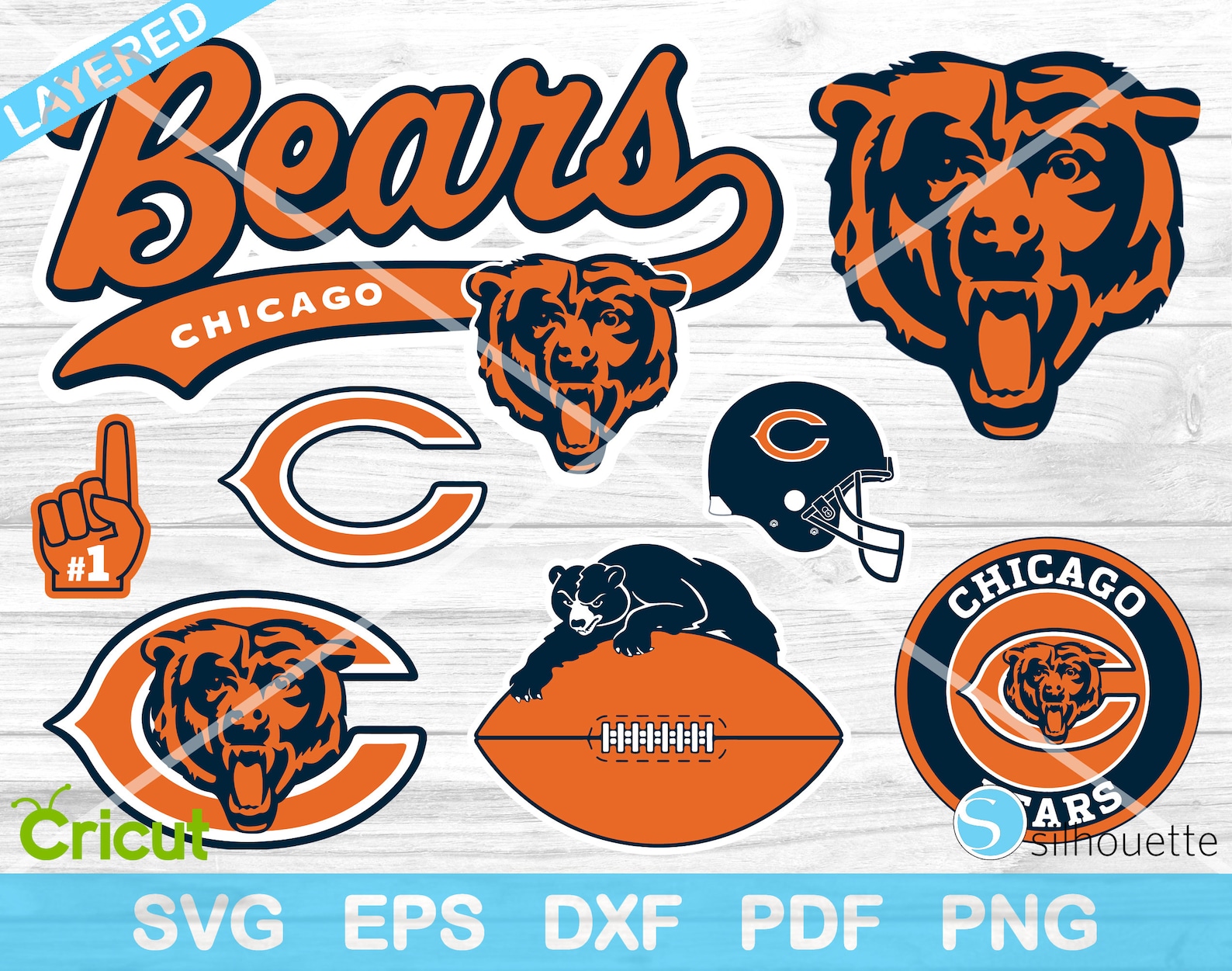 Chicago Bears Football Logo 8 SVG Files Bears Svg Football | Etsy
