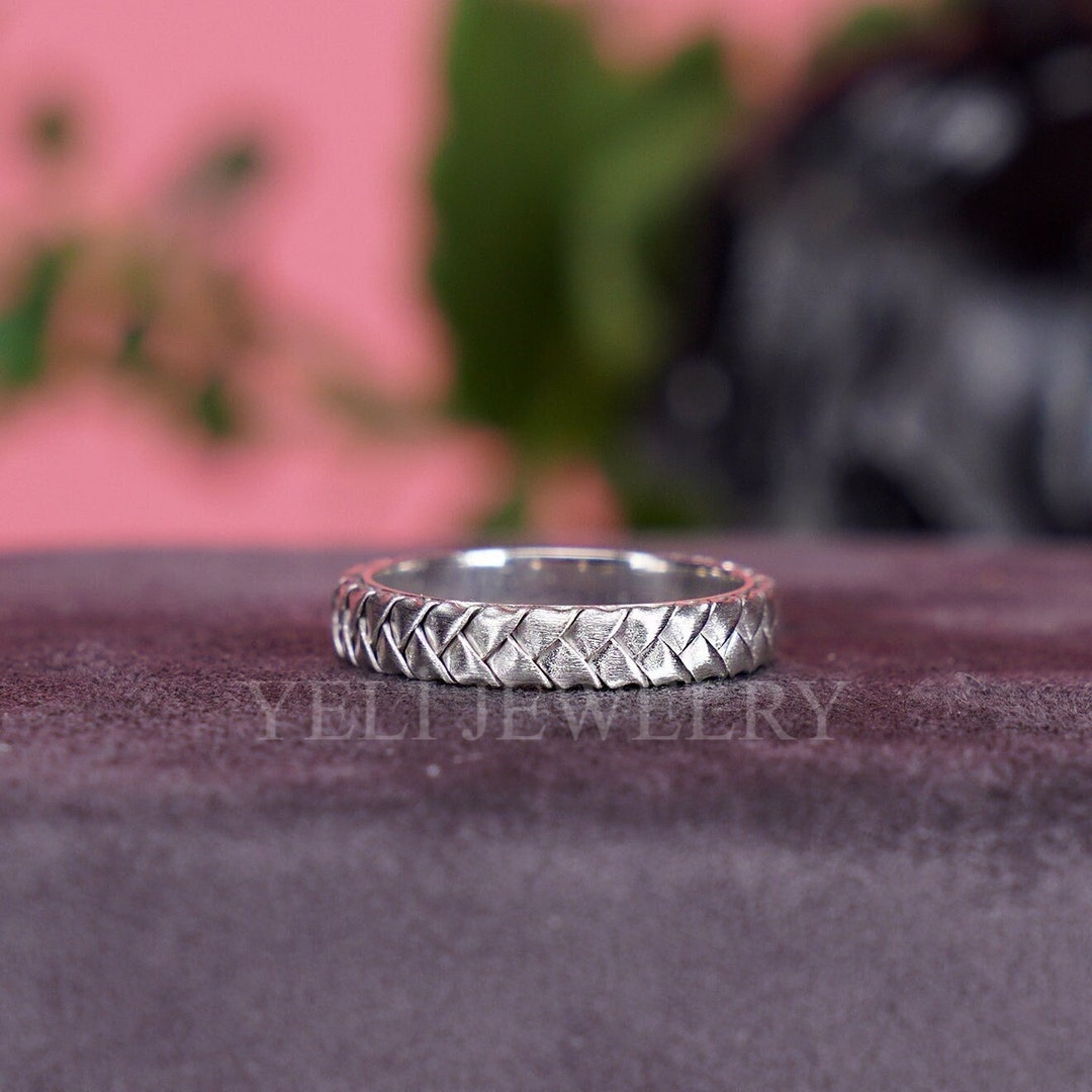 Stacking Platinum Ring, Braided, Women White Gold, Bride Tangled Ring ...