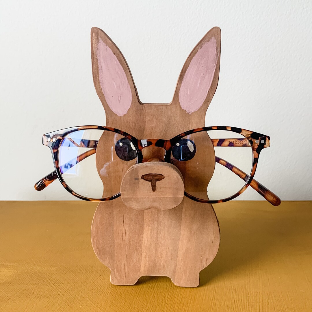 Rabbit Wooden Glasses Stand - Etsy