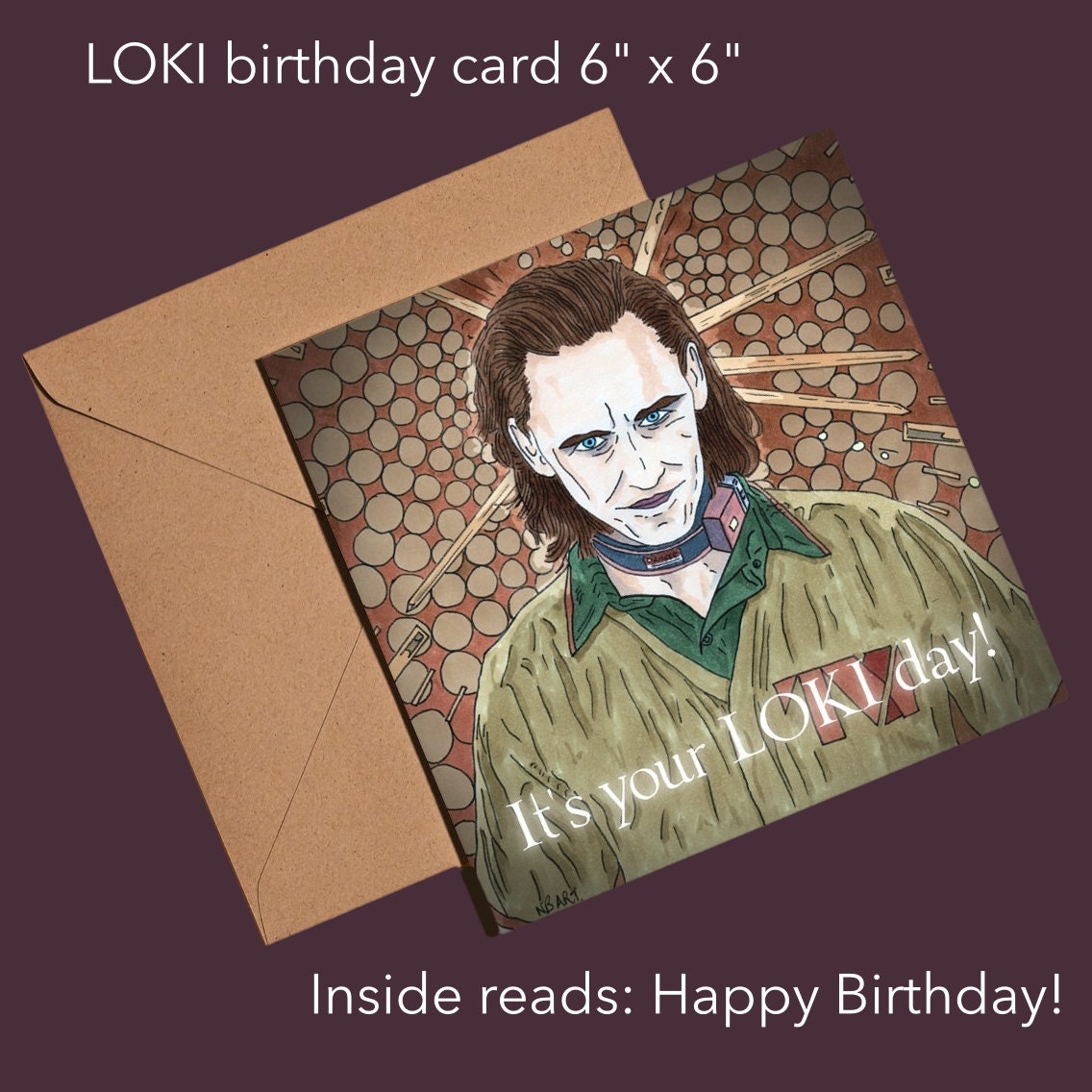 Loki Birthday Card 6 X 6 With Kraft Envelope - Etsy UK