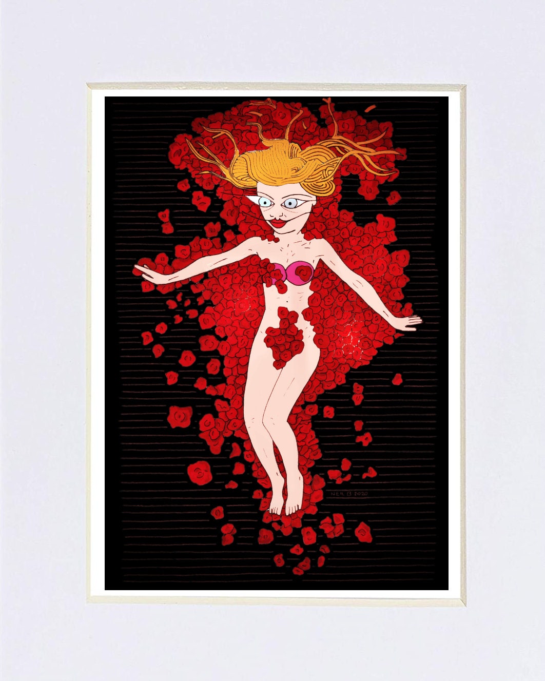 American Beauty rose petals art print / 11.5 x 8 | Etsy