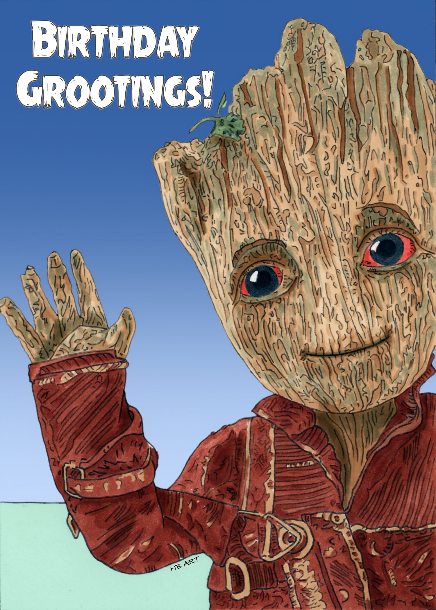 Groot Birthday Card Guardians of the Galaxy 7 X 5 - Etsy