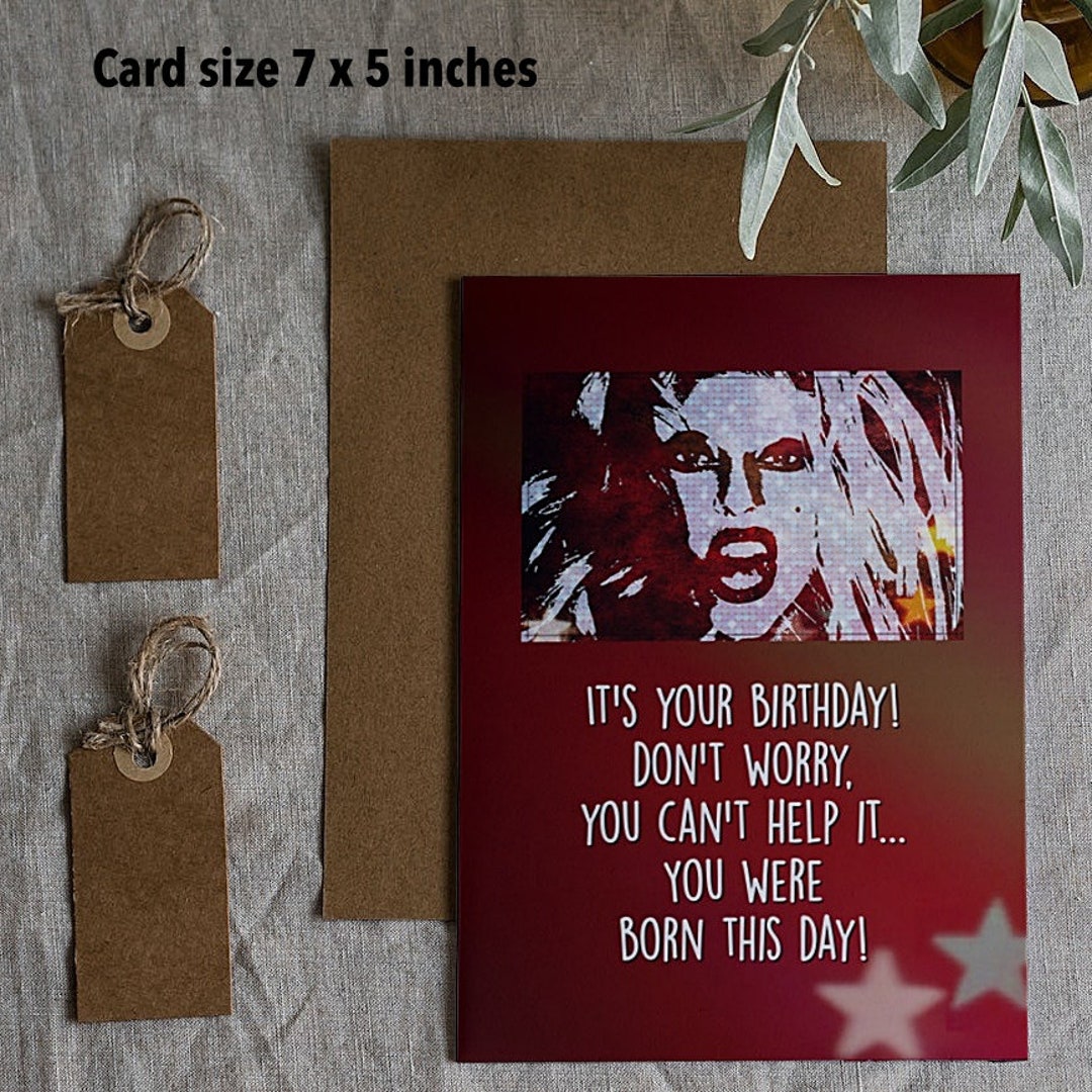 Lady Gaga Birthday Card 'born This Way' Pun 7 X 5 High Quality 300gsm ...