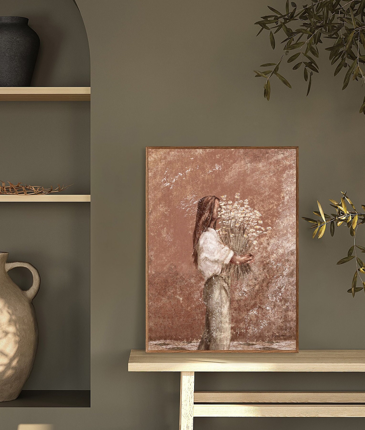 A Flower Hug - Digital Download - Woman With Flowers, Flower Wall Art ...