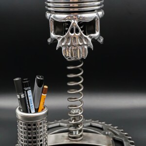 Kinetic Sculpture, Piston Skull,pilot,plane,ashtray,pen Holder ...