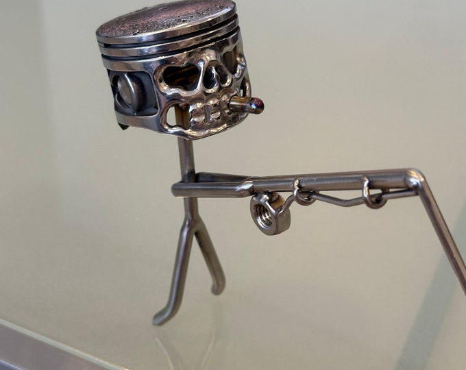 Kinetic Sculpture, Piston Skull,industrial,man Cave,fisherman - Etsy