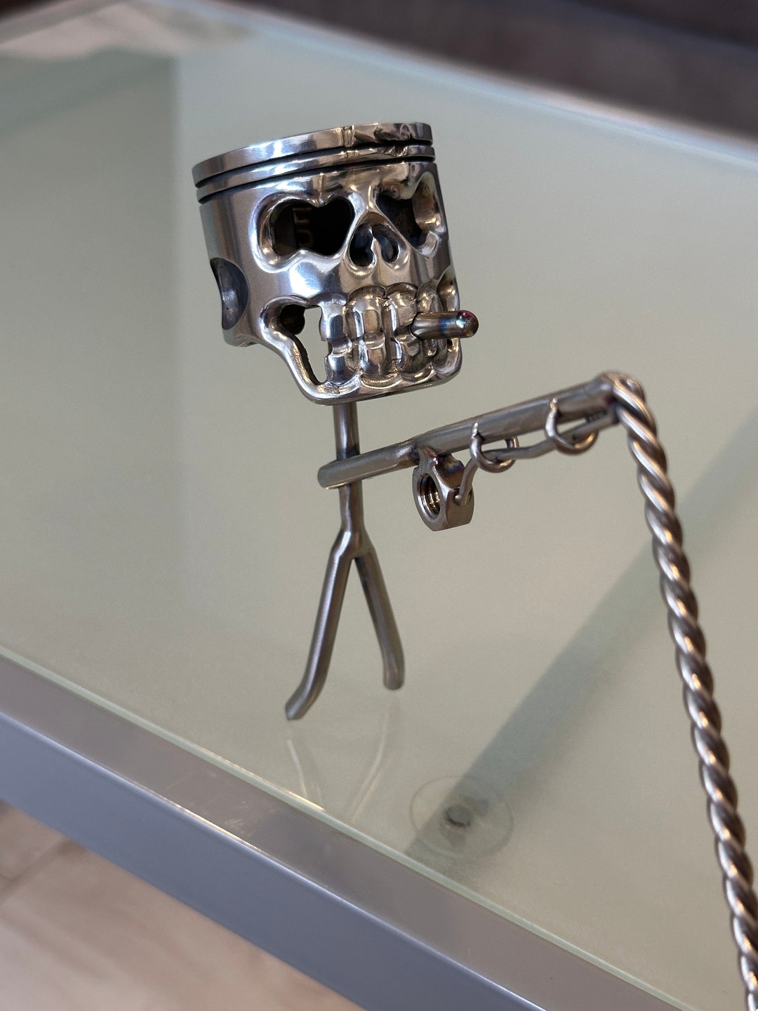 Kinetic Sculpture, Piston Skull,industrial,man Cave,fisherman - Etsy