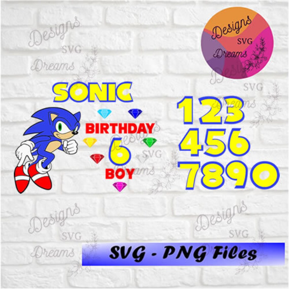 Sonic SVG and PNG, Sonic Numbers 0 at 9 Svg, Sonic Birthday Boy Svg ...