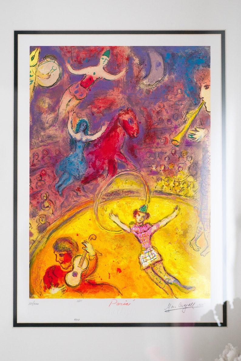 Marc Chagall Circus 1969 Framed Signed And Numbered High Etsy