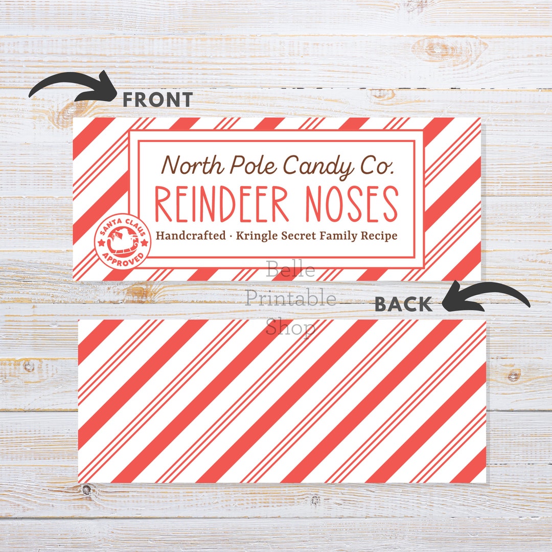 Printable 5 X 2 folded Reindeer Noses Bag Toppers for Christmas Instant ...