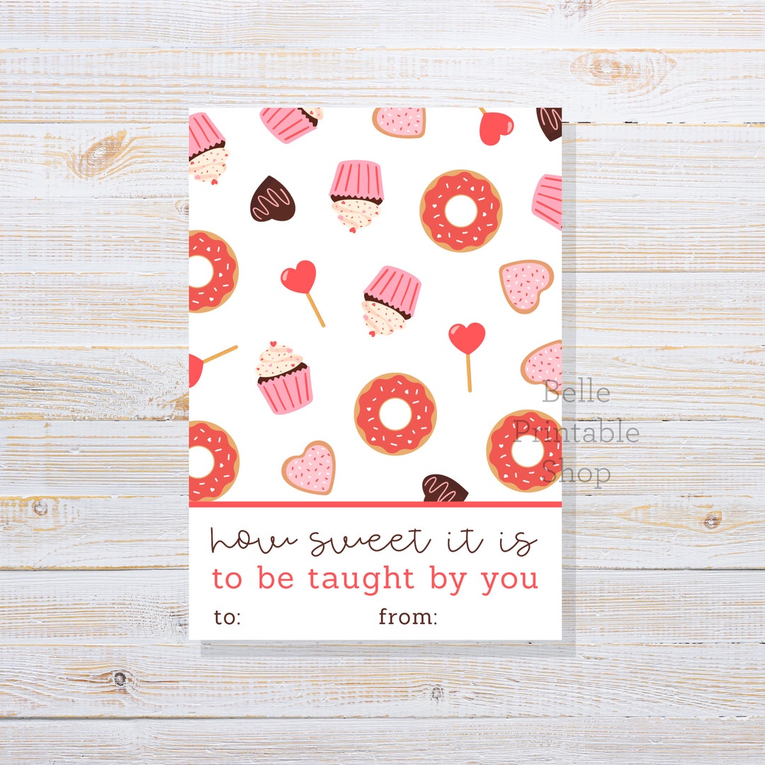 Printable 3.5 X 5 Valentine Mini Cookie Card for Teacher How Sweet It ...