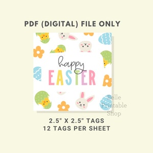 Printable Happy Easter Cookie Tag - Bunny / Chick / Egg - 2" X 2" + 2.5 ...