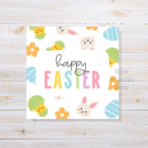 Printable Happy Easter Cookie Tag - Bunny / Chick / Egg - 2" X 2" + 2.5 ...
