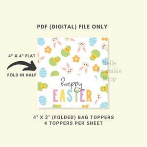 Printable 4" X 2" Bag Topper - Happy Easter (bunny / Chick / Egg ...