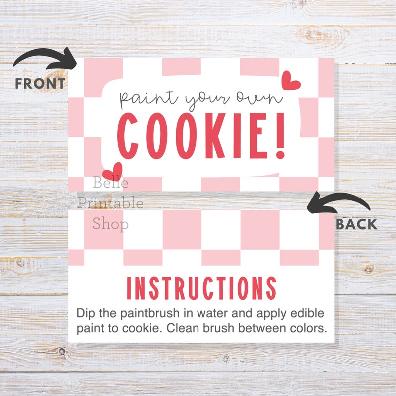 Printable Valentine Paint Your Own Cookie Bag Topper - 2 Sizes: 5" X 2 ...