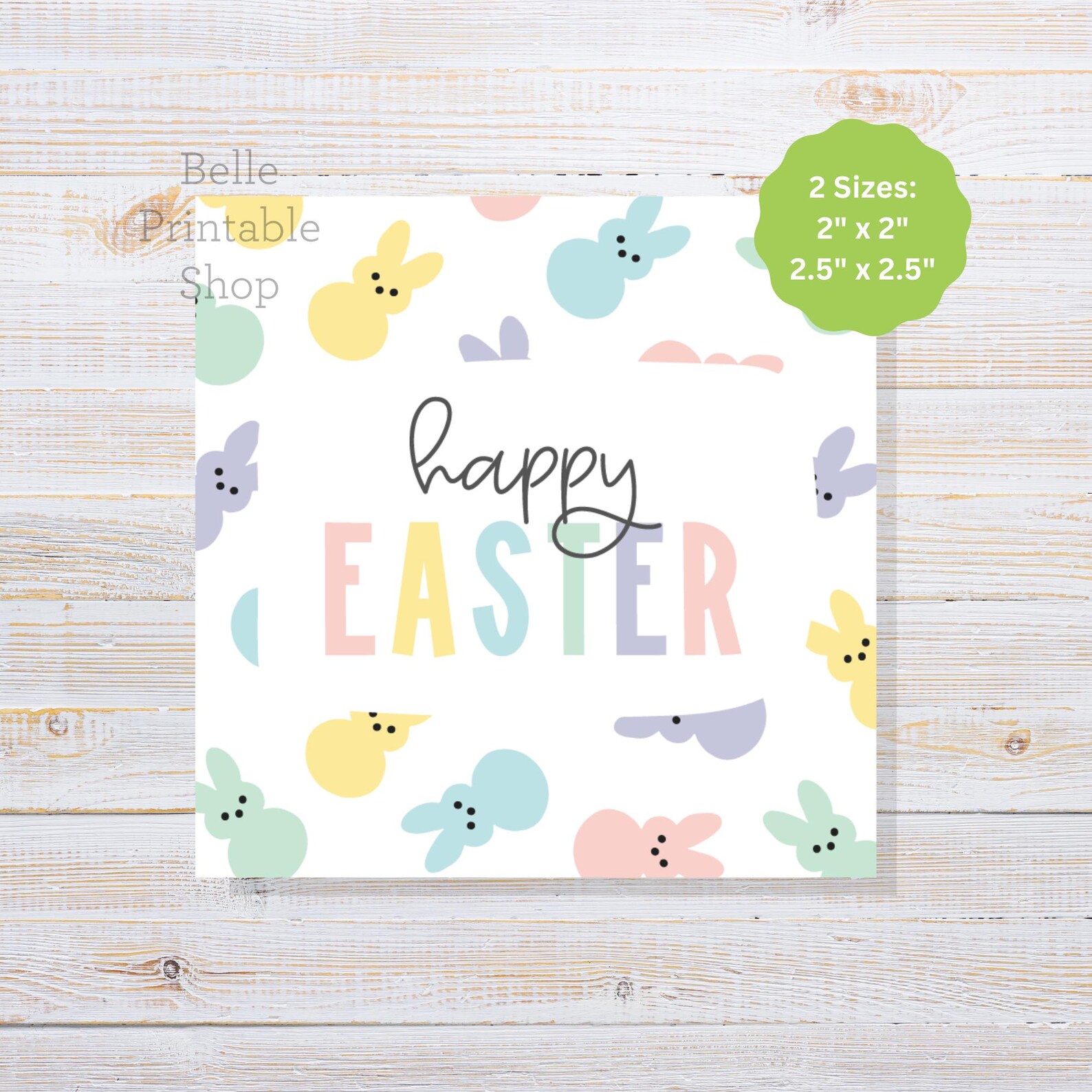 Printable Happy Easter Peeps Cookie Tag - 2" X 2" + 2.5" X 2.5" Square ...