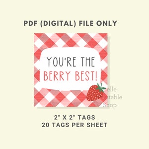 Printable Cookie Tag - You're the Berry Best! - 2" X 2" + 2.5" X 2.5 ...