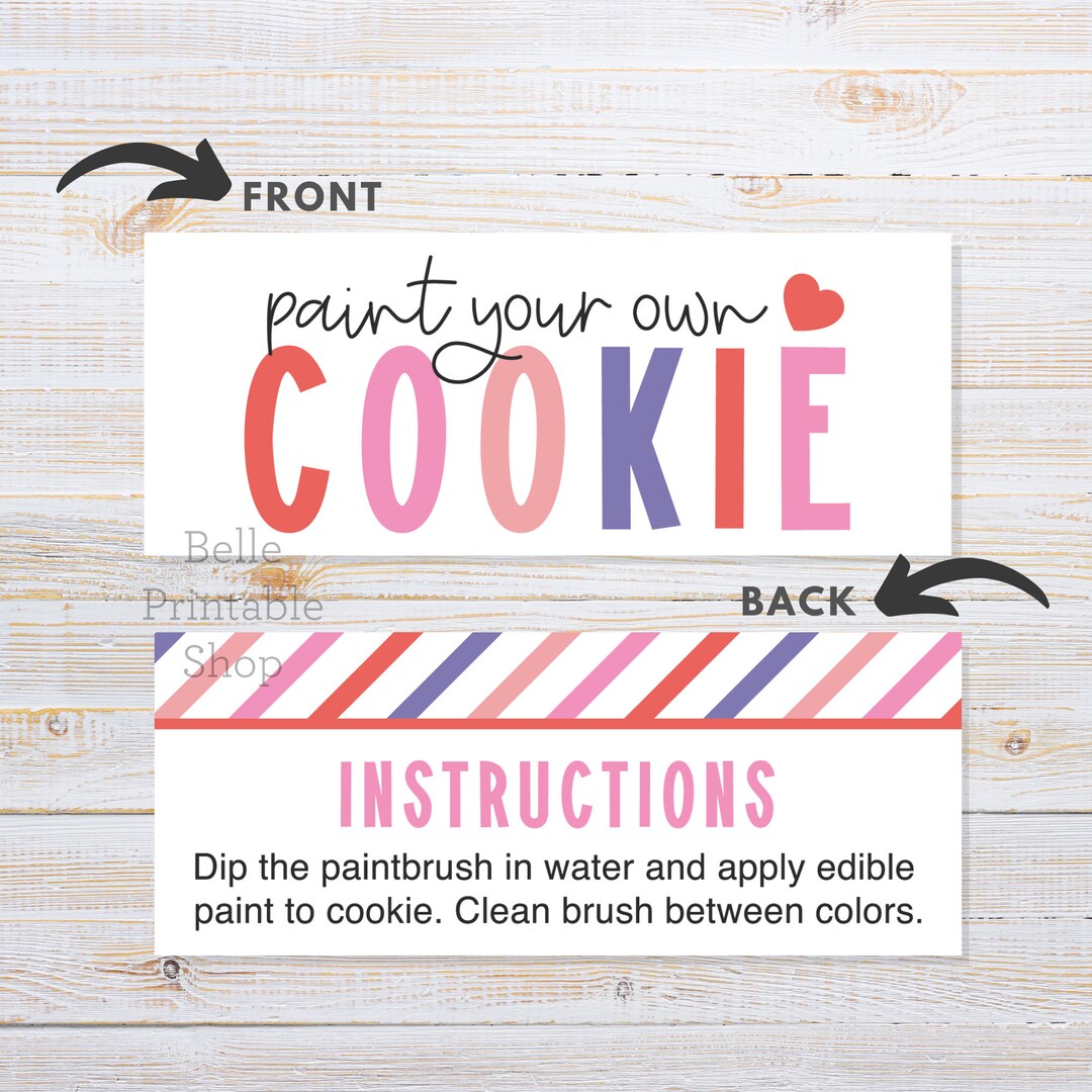 Printable 5 X 2 Valentine Paint Your Own Cookie Bag Topper Instant PDF ...