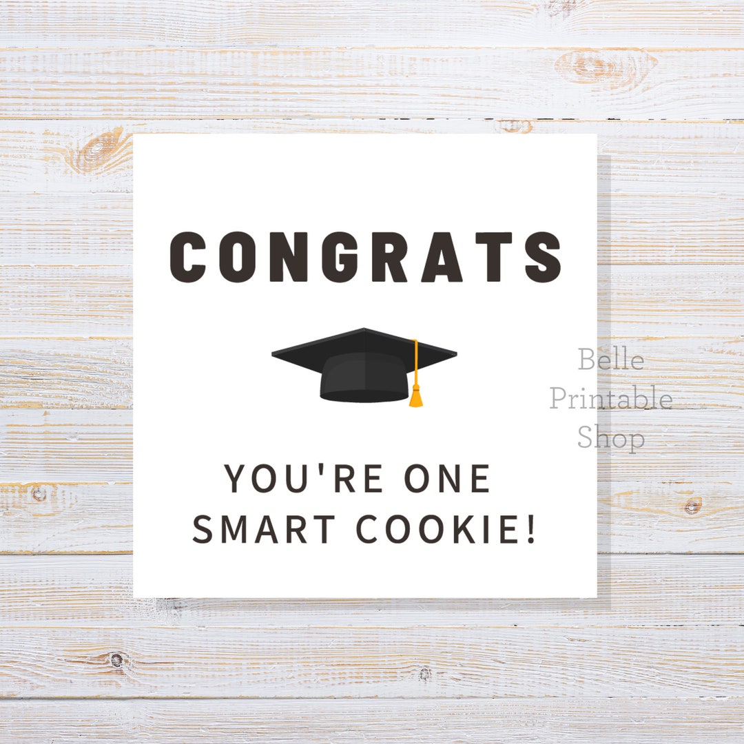 Printable Graduation Tag Congrats You're One Smart Cookie 2 Square 2.5 ...