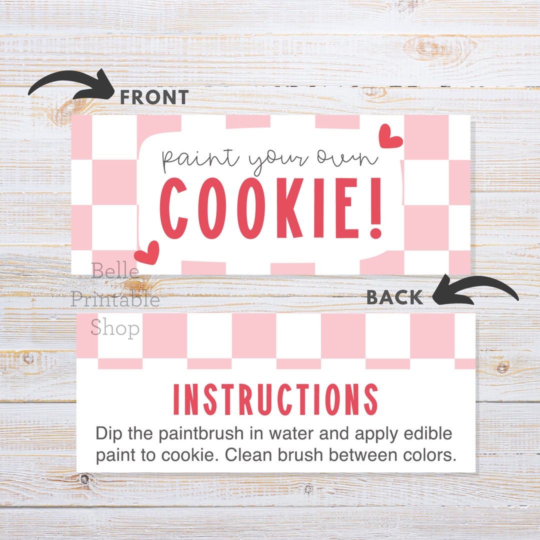 Printable Valentine Paint Your Own Cookie Bag Topper - 2 Sizes: 5" X 2 ...