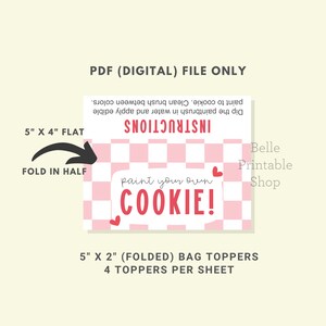 Printable Valentine Paint Your Own Cookie Bag Topper - 2 Sizes: 5" X 2 ...