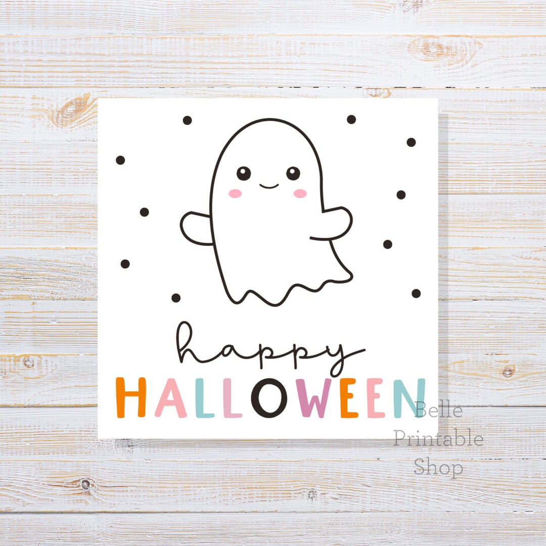 Printable Cookie Tag Happy Halloween cute Ghost / Dots 2 Square 2.5 ...