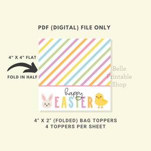 3 Sizes: Printable Easter Cookie Bag Toppers (striped) - 3", 4", 5 ...