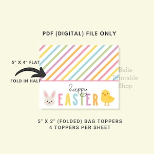3 Sizes: Printable Easter Cookie Bag Toppers (striped) - 3", 4", 5 ...