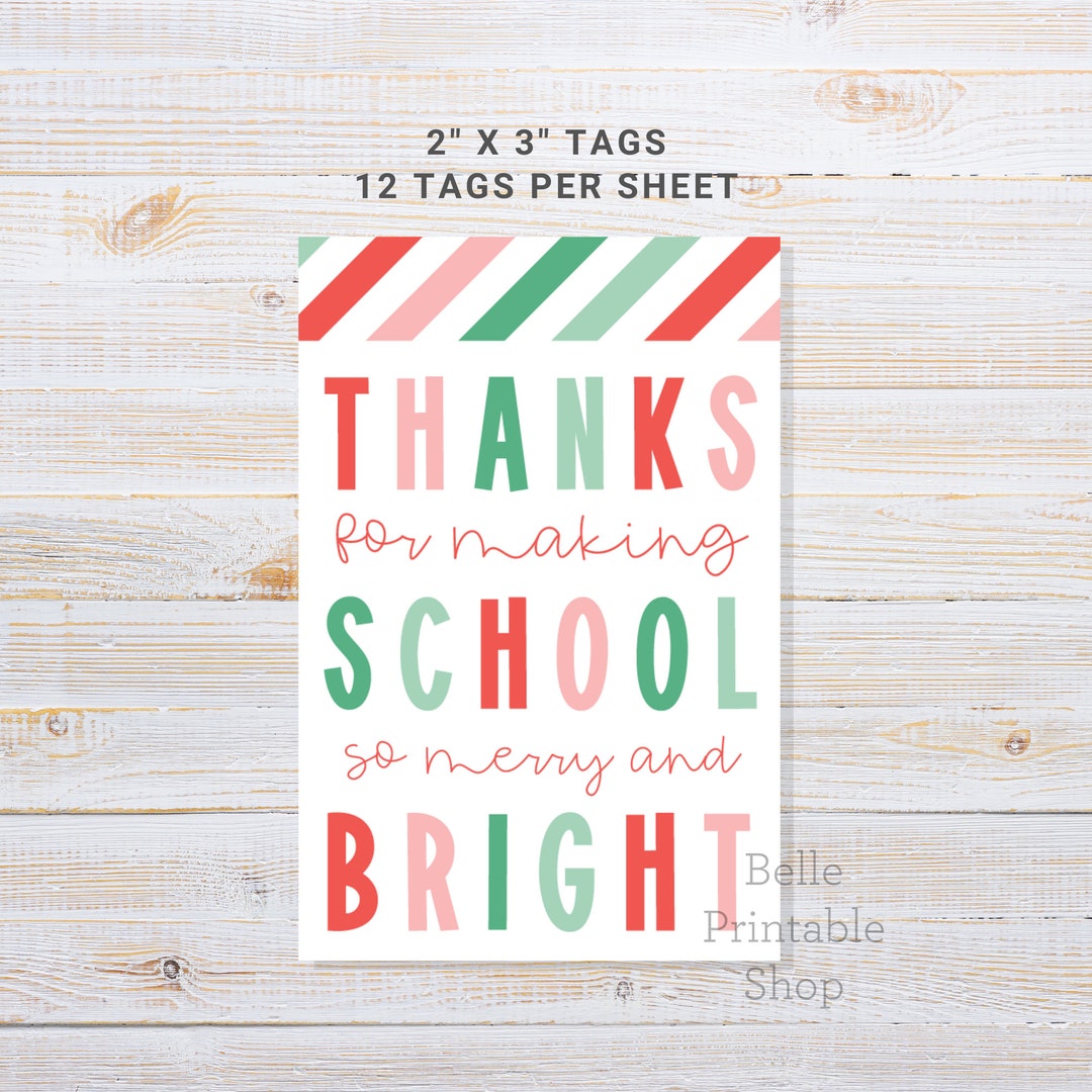 Printable 2 X 3 Rectangle Christmas Holiday Cookie Tag Teacher Thanks ...