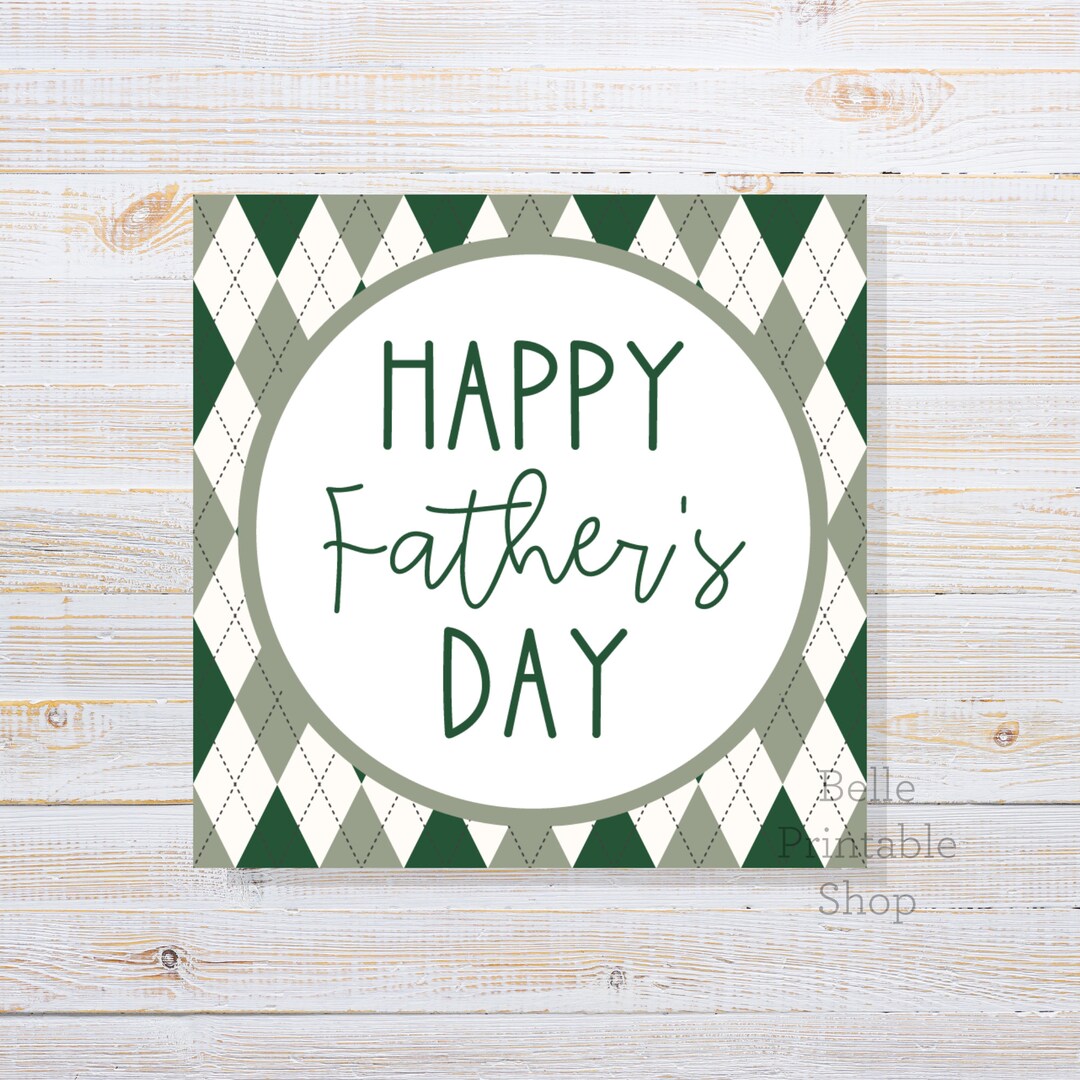 Printable Cookie Tag - Happy Father's Day (golf / Argyle Theme) - 2" X ...