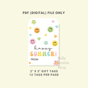 Printable Gift / Treat Tag - Happy Summer (happy Face / Groovy) - 2 ...