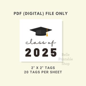 Printable Graduation Cookie / Favor Tag - Class of 2025 (cap / Tassel ...