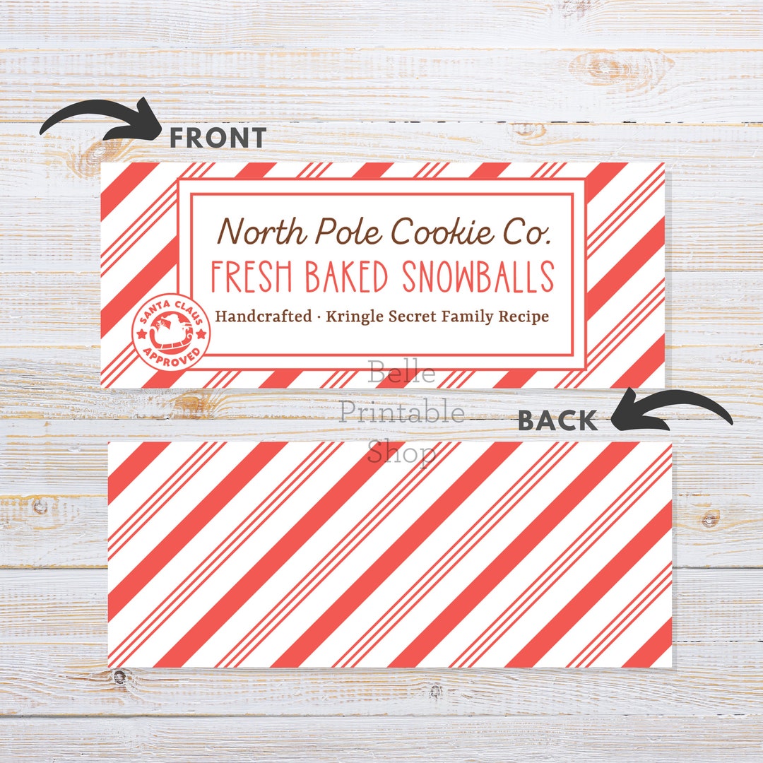 Printable 5 X 2 Snowball Cookie Bag Toppers for Christmas Instant PDF ...