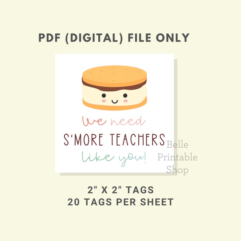 Printable Cookie Tag We Need S'more Teachers Like You - Etsy