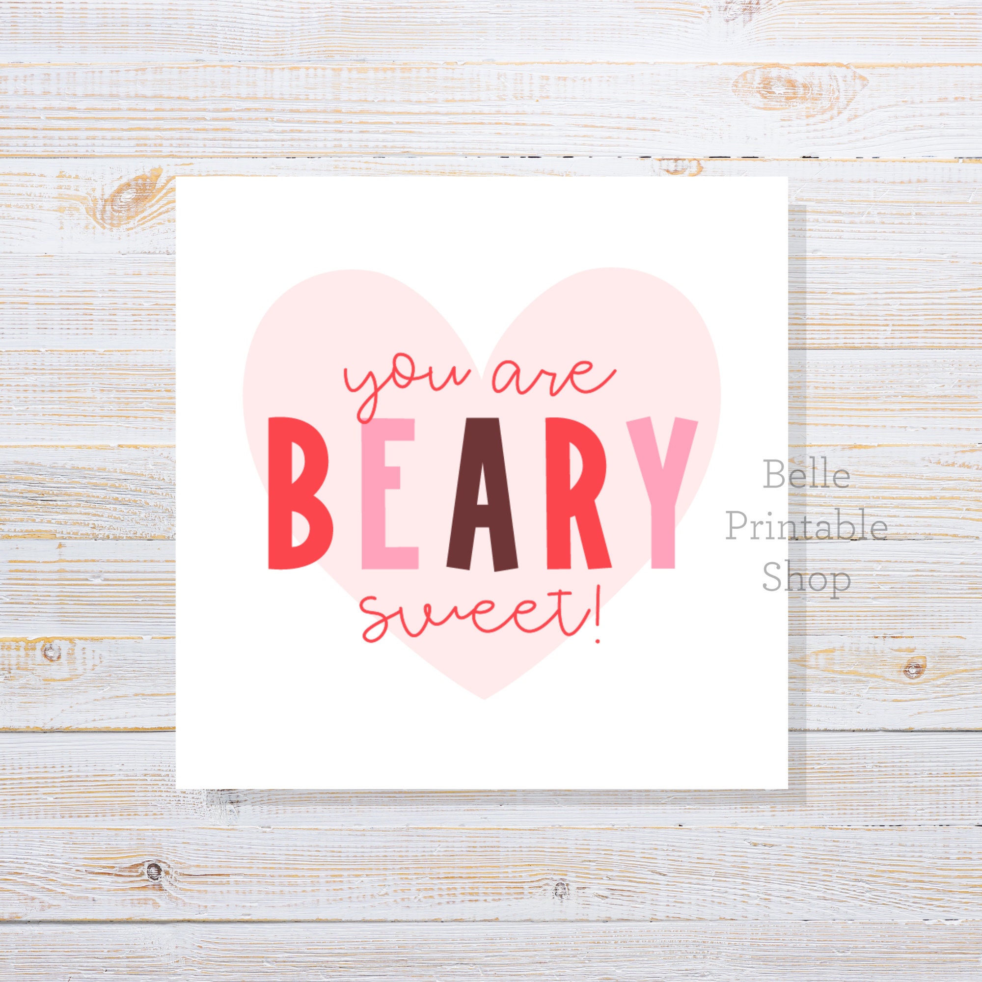 Printable Valentine's Day Cookie Tag - You Are Beary Sweet! - 2" X 2 ...