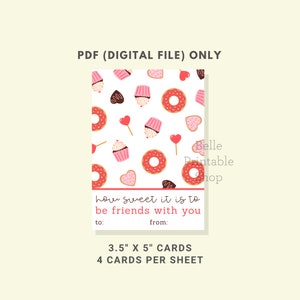Printable 3.5 X 5 Valentine Mini Cookie Card for Teacher How Sweet It ...