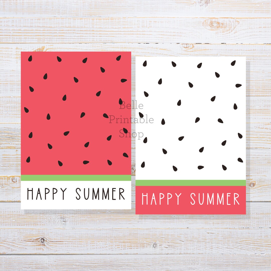 Printable Mini Cookie Card Happy Summer watermelon Pattern 3.5 X 5 ...