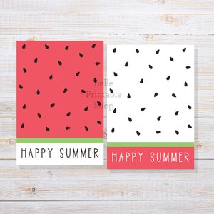 Printable Mini Cookie Card Happy Summer watermelon Pattern 3.5 X 5 ...