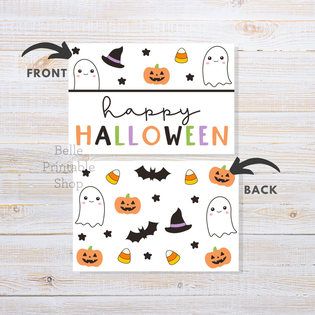 Printable 3 X 2 Cookie / Treat Bag Topper Happy Halloween cute Ghost ...