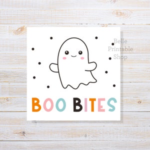 Printable Halloween Cookie Tag Boo Bites cute Ghost / Dots 2 X 2 2.5 X ...