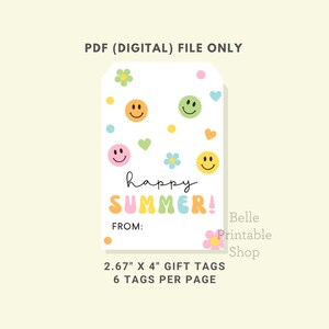 Printable Gift / Treat Tag - Happy Summer (happy Face / Groovy) - 2 ...