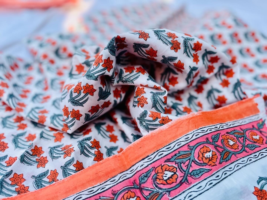 Indian Block Printed Fabric Classic Design Hand Block Printed Fabric ...