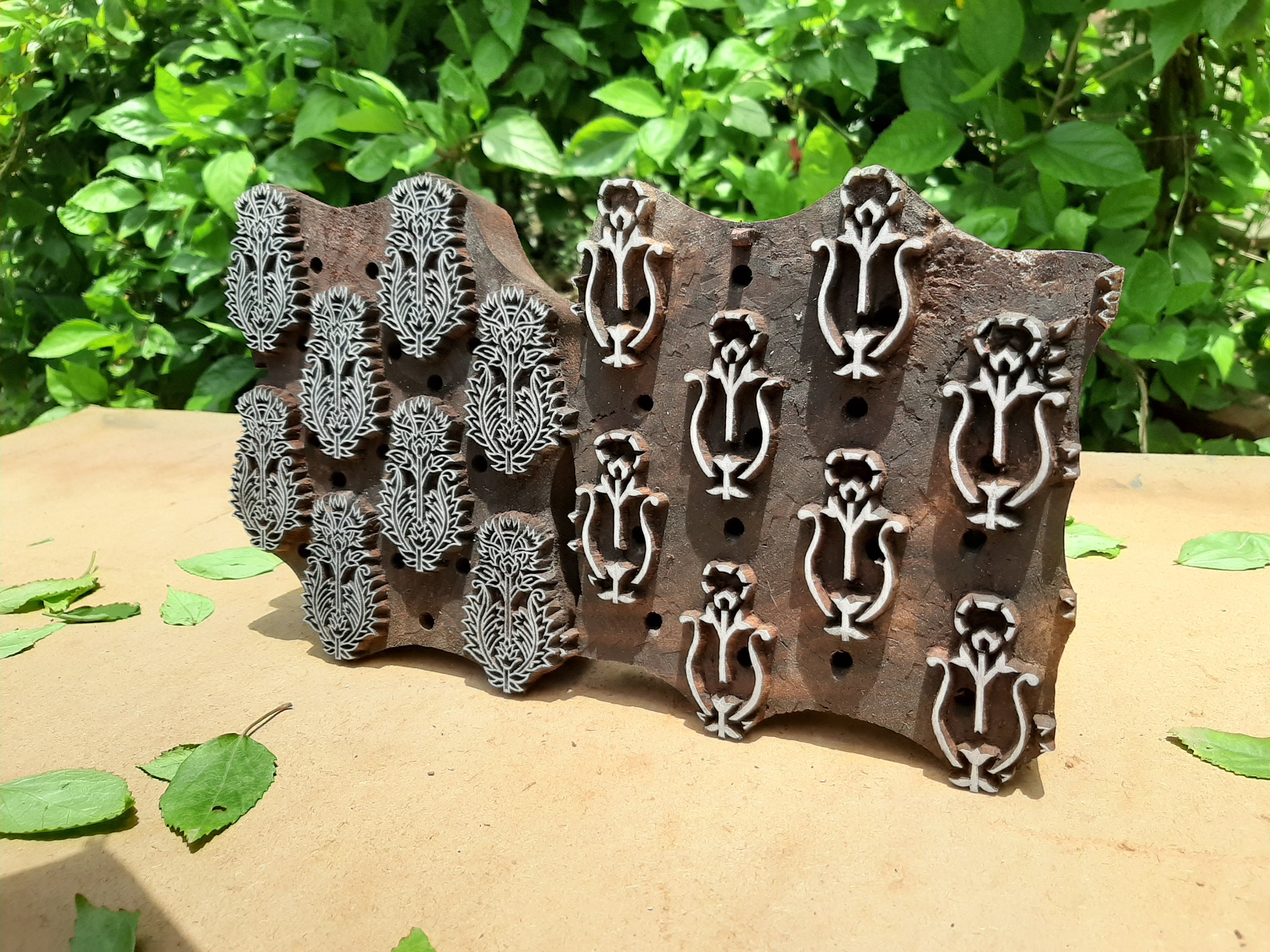 Double Color Printing Block, Fabric Printing Block, Henna Block, Clay ...
